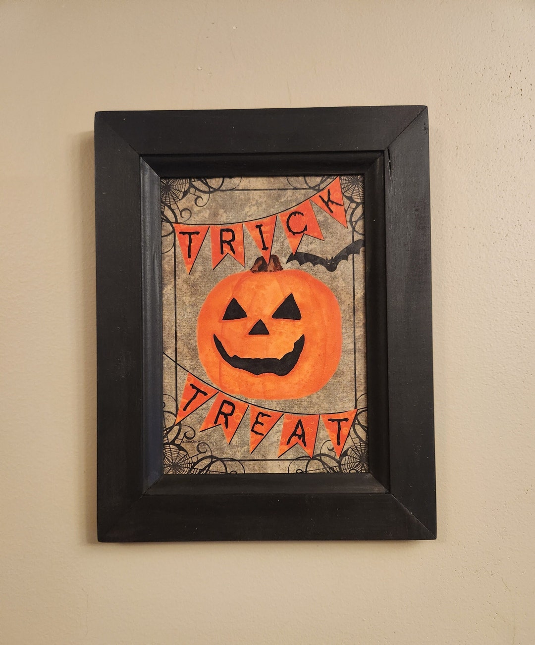 Trick or Treat by Debbie Dewitt in a Handmade Wooden Frame, 7"x9" - Etsy