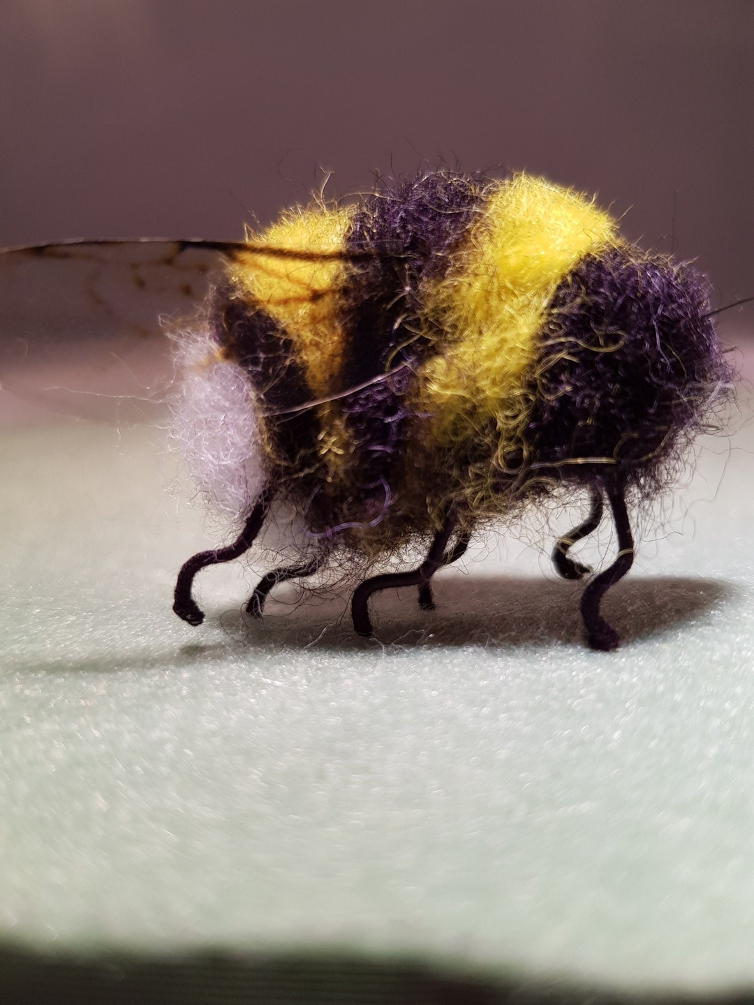 Needle Felted Bumble Bee on Nylon Thread Hanging Window Decoration ...