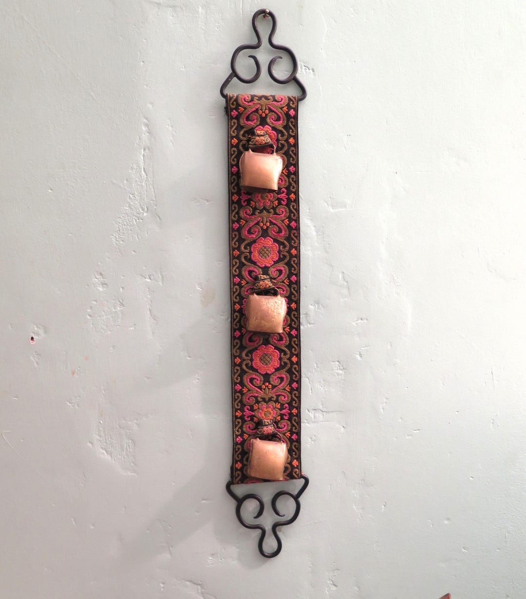 Vintage Alpine Bell Wall Hanging, 1970s Embroidered Wall Hanging ...