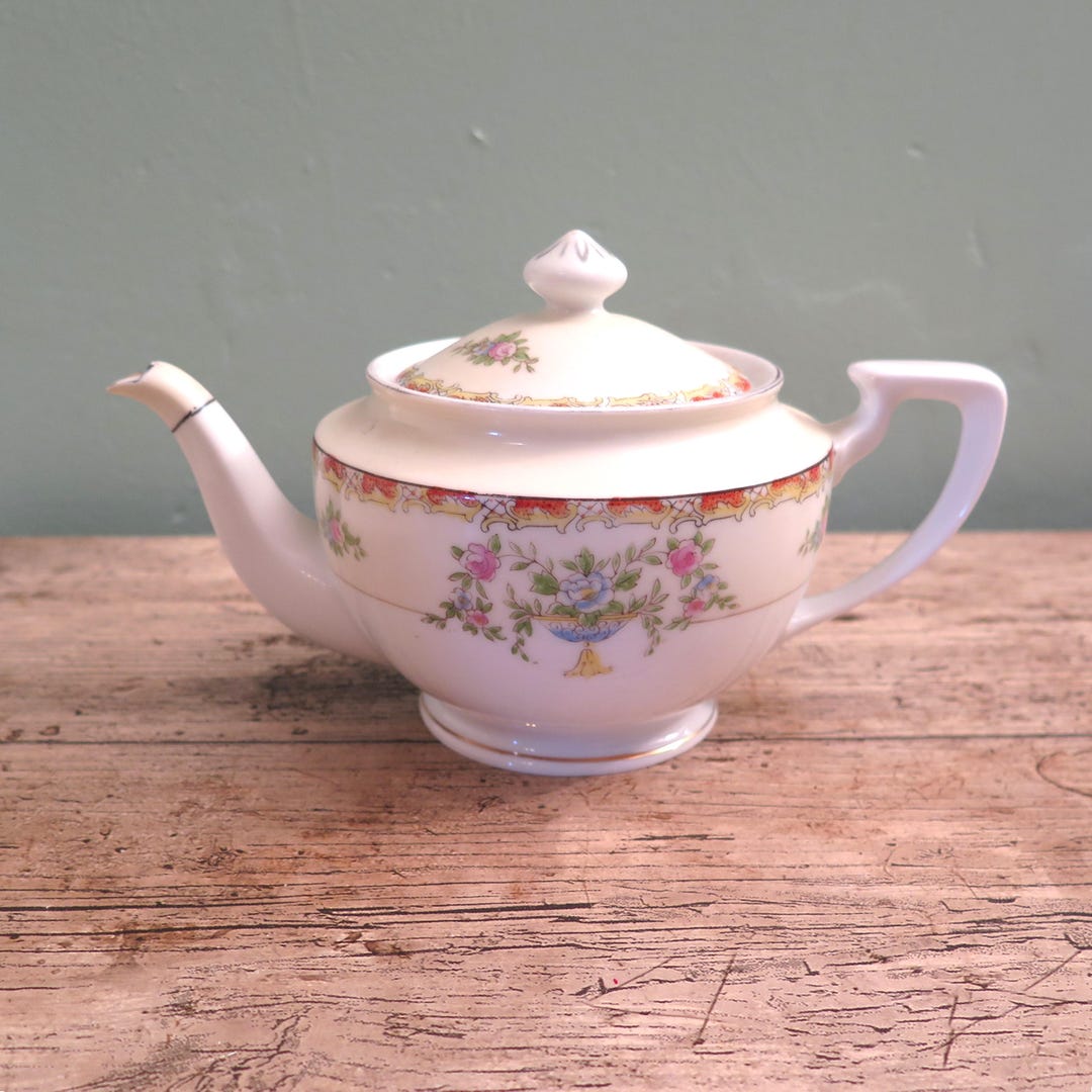 Vintage Noritake Teapot, Bone China Teapot, Floral Decoration, C.1950s ...