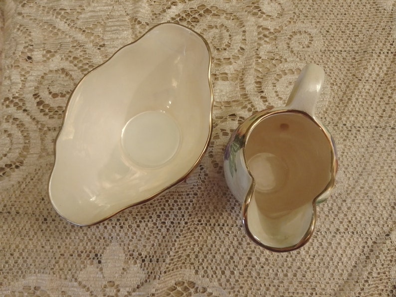 Vintage Maling Petunia Milk Jug and Sugar Bowl, Lustre Sugar and Cream ...