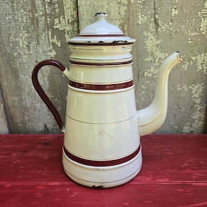 Vintage Belgium Enamelware Coffee Pot by Saint Servais | Antique ...