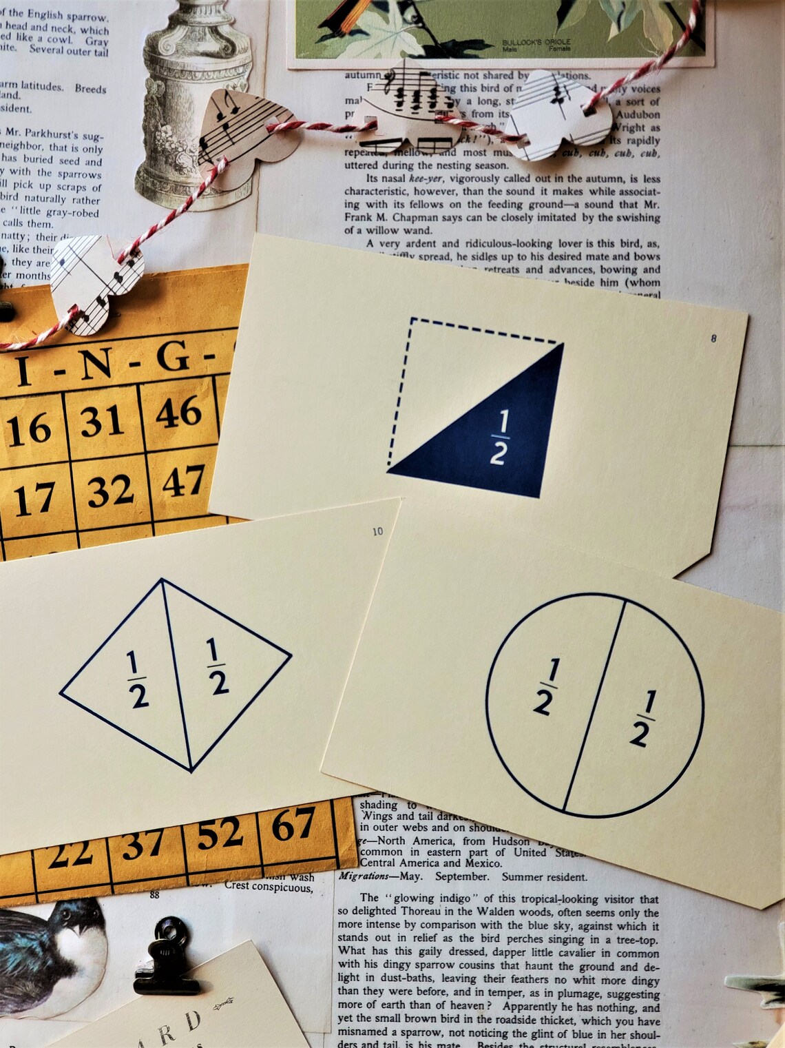 Vintage Fractions Flash Cards | Etsy