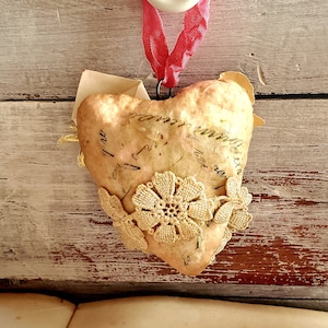Vintage Inspired Valentines Heart Decor Handmade Small Spun Cotton ...