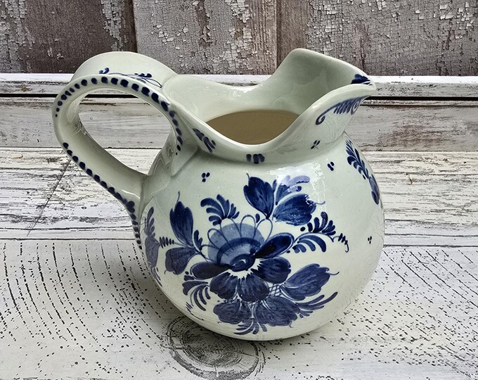 Vintage 4" Delft Blue Pitcher | Hand-painted Dutch Floral Pottery Jug ...