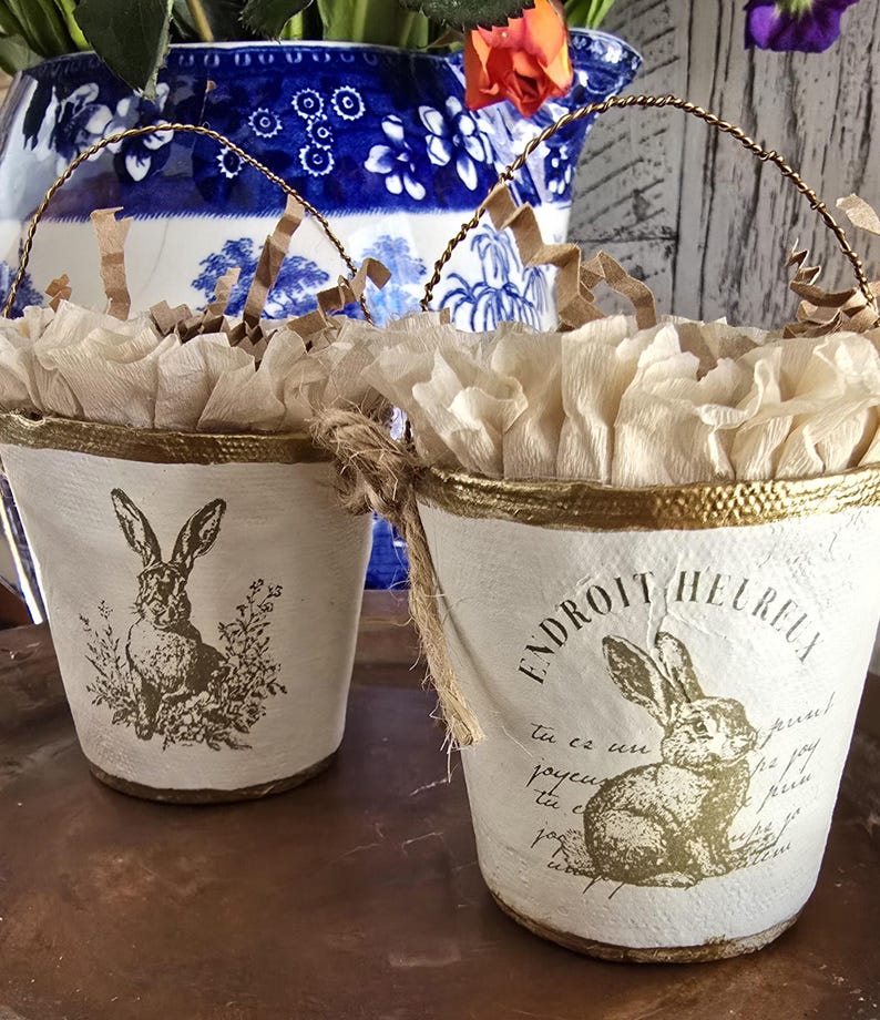 Vintage-inspired Handmade Easter Candy Cups – Set of 2, Decorative ...