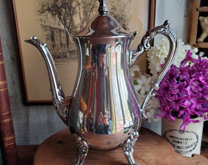 Antique 1920s Leonard Silverplate Coffee Pot With Hinged - Vintage Art ...