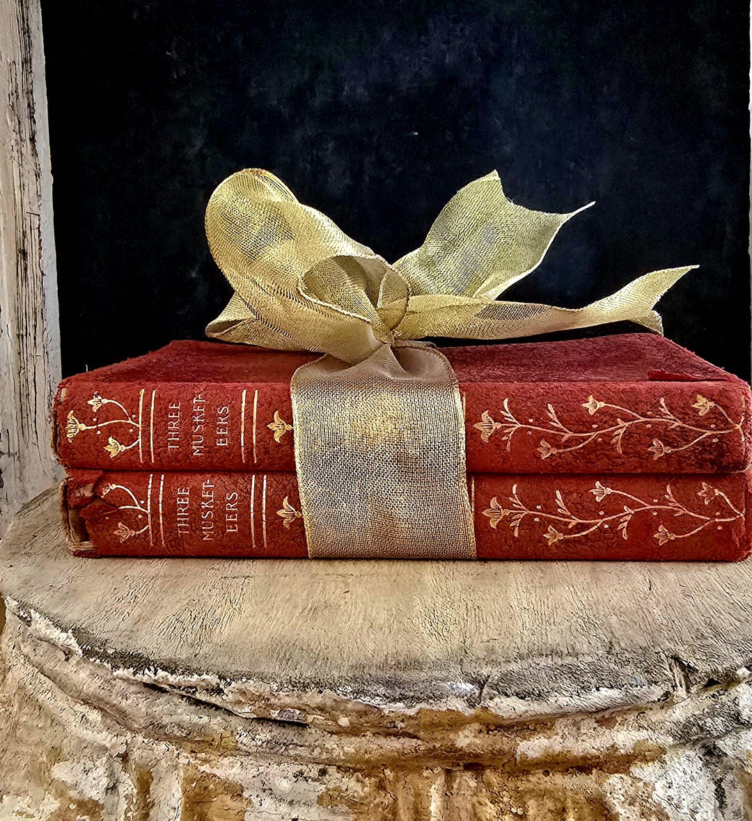 Antique Book Stack - the Three Musketeers Vol. I & II - Soft Red ...