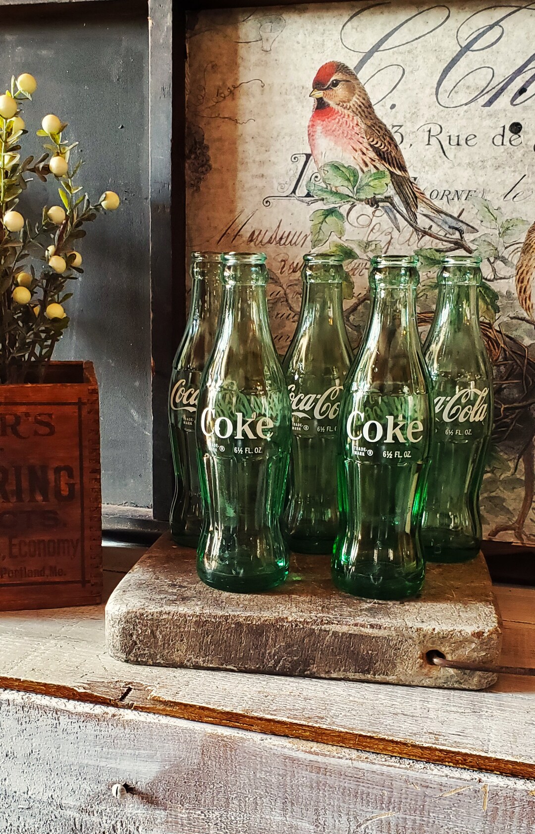 Vintage Green Coca Cola Bottles, Collectible Soda Pop Bottles ...