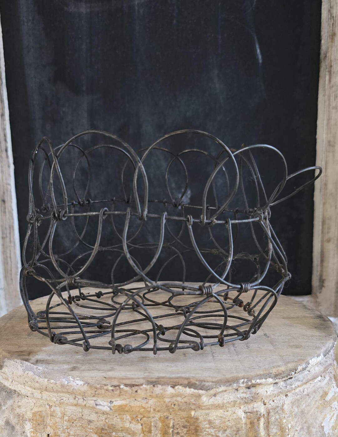 Antique French Wire Collapsible Egg Basket — Primitive Farmhouse ...