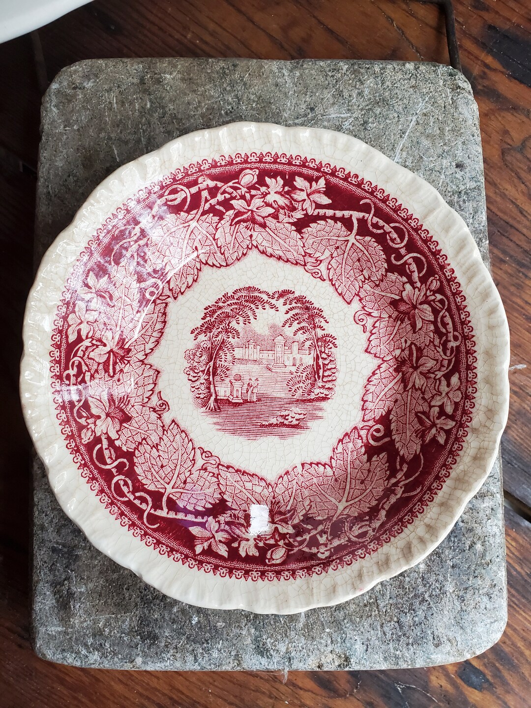 Small Red Antique Transferware Bowls Perfect Farmhouse Decor Mason's ...