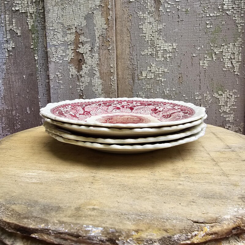 Red Transferware Plates - Etsy