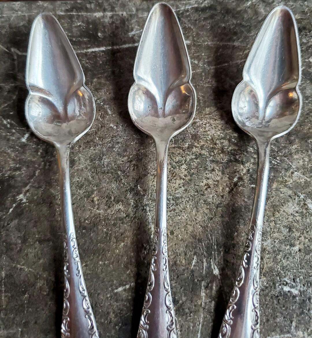 3 Antique Fruit Spoons, 1847 Rogers Bros Citrus Spoon Set, Silverplate ...