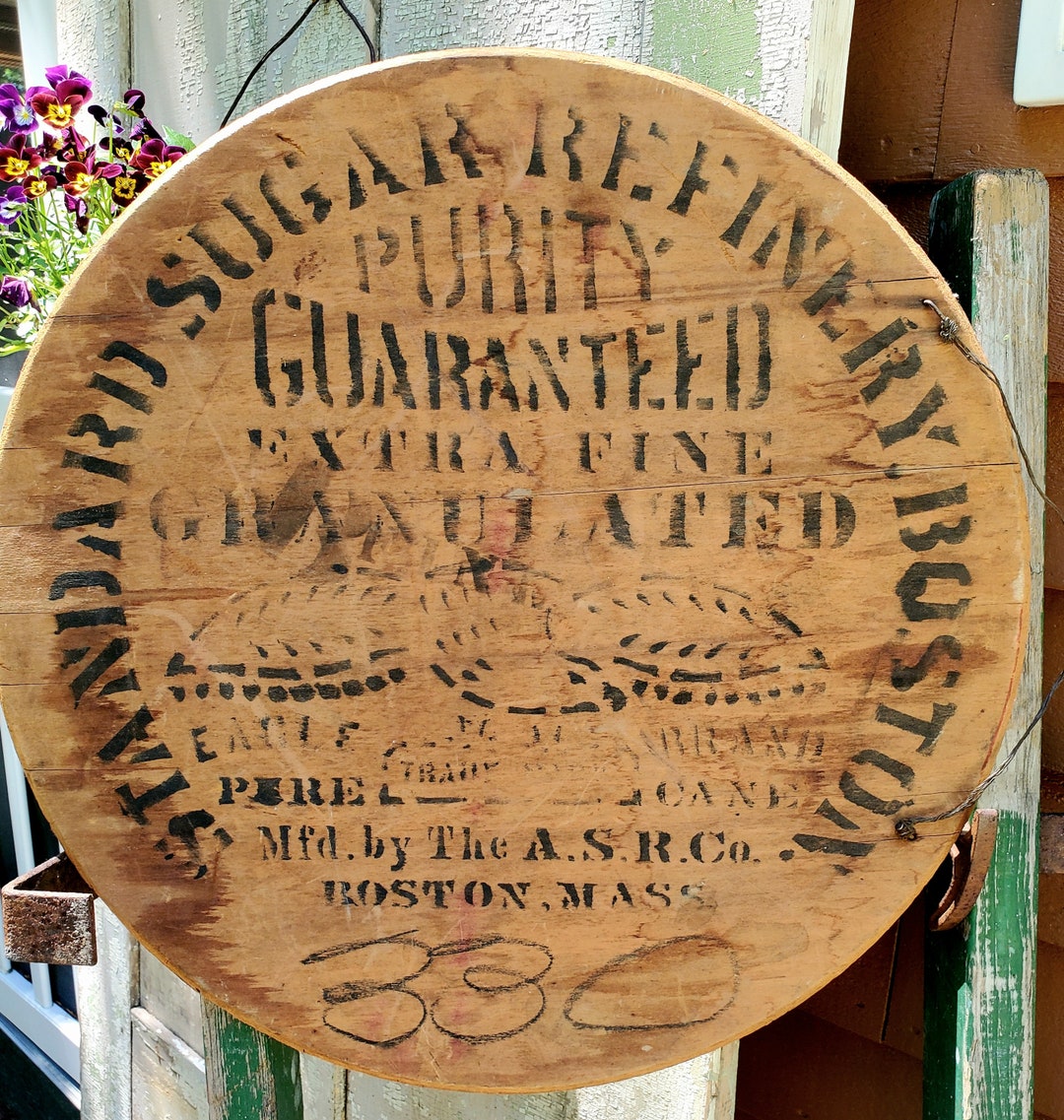 RARE Antique Sugar Barrel Head Boston MA Farmhouse Wall Decor ...