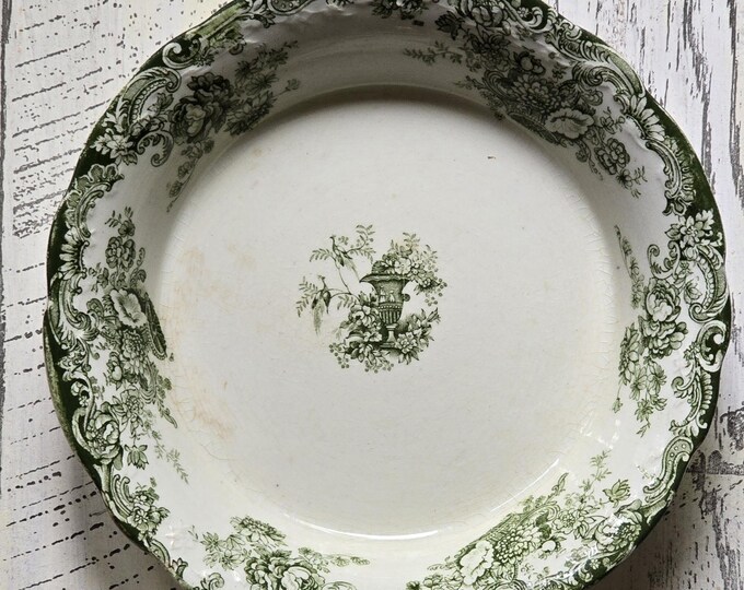 Antique AJ Wilkinson Green Transferware Soup Bowl | Arcadia Pattern ...