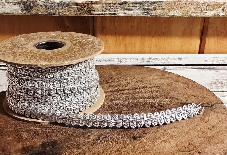 Vintage Gold and Silver Metallic Gimp Trim 1 Yard | Braided Upholstery ...