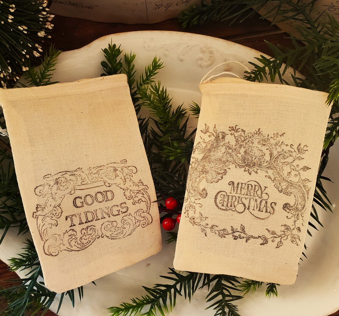 Muslin Gift Bags, Christmas, French Inspired - Etsy