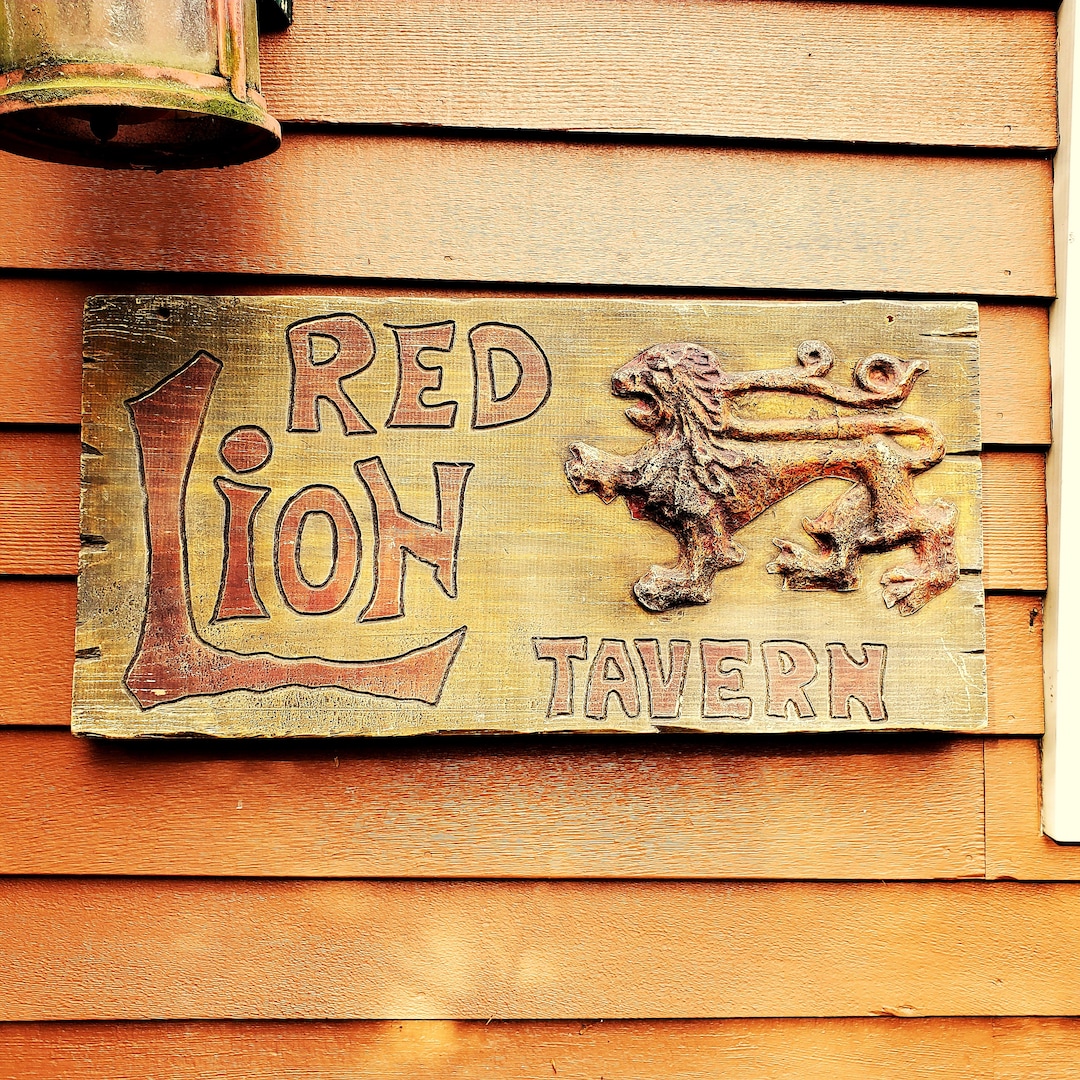 Vintage Handmade red LION Tavern Sign - Etsy