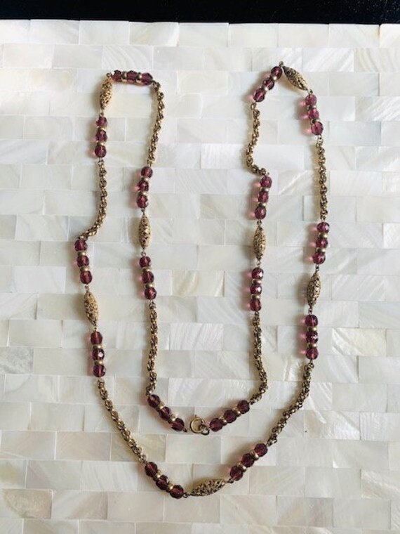 Vintage Signed Napier 30" Opera Length Chain Necklace… - Gem