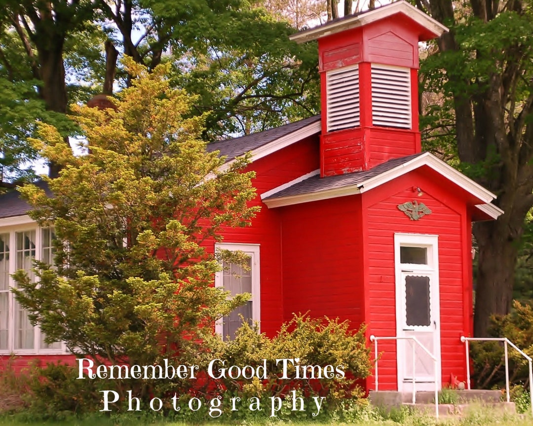 Old Fashioned School House, One Room, Red Building, Wall Art, Looking ...