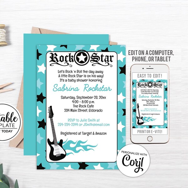 Rockstar Invitation - Etsy