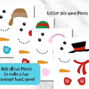Build a Snowman Scavenger Hunt Game, Winter Hide and Seek, Snowday ...