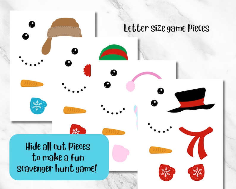 Build a Snowman Scavenger Hunt Game, Winter Hide and Seek, Snowday ...