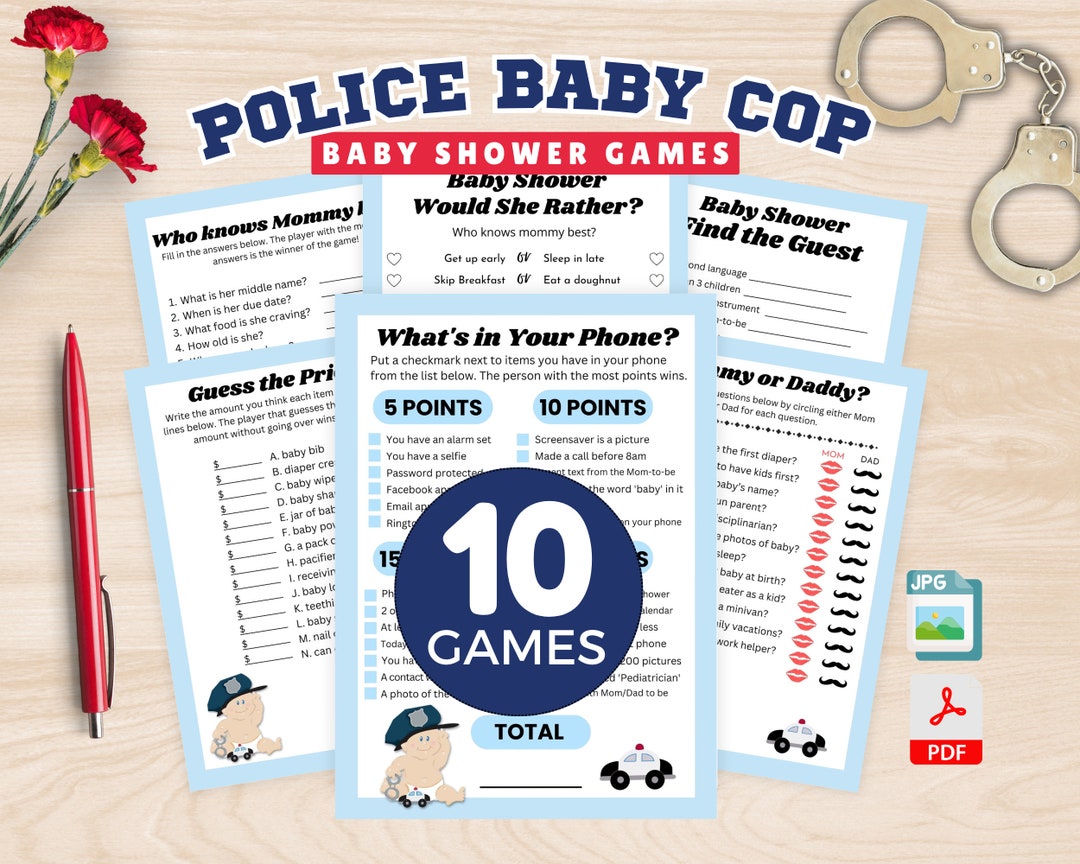 Police Officer Baby Cop Shower Games, Police Baby Shower, Police ...