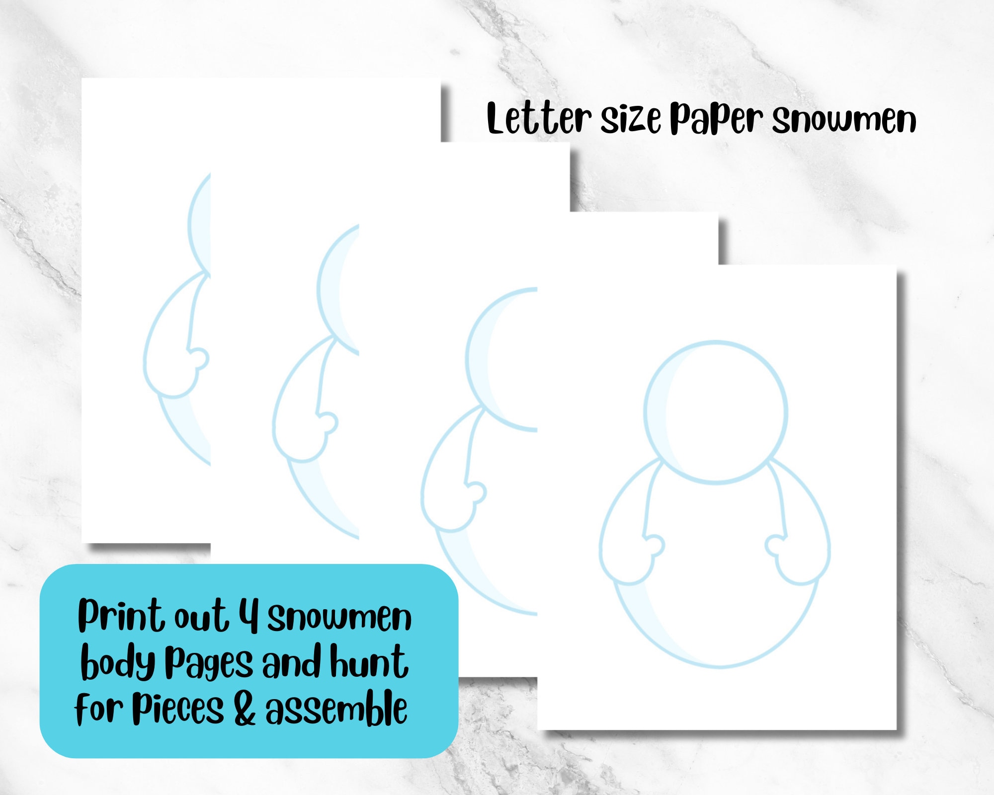 Build a Snowman Scavenger Hunt Game, Winter Hide and Seek, Snowday ...