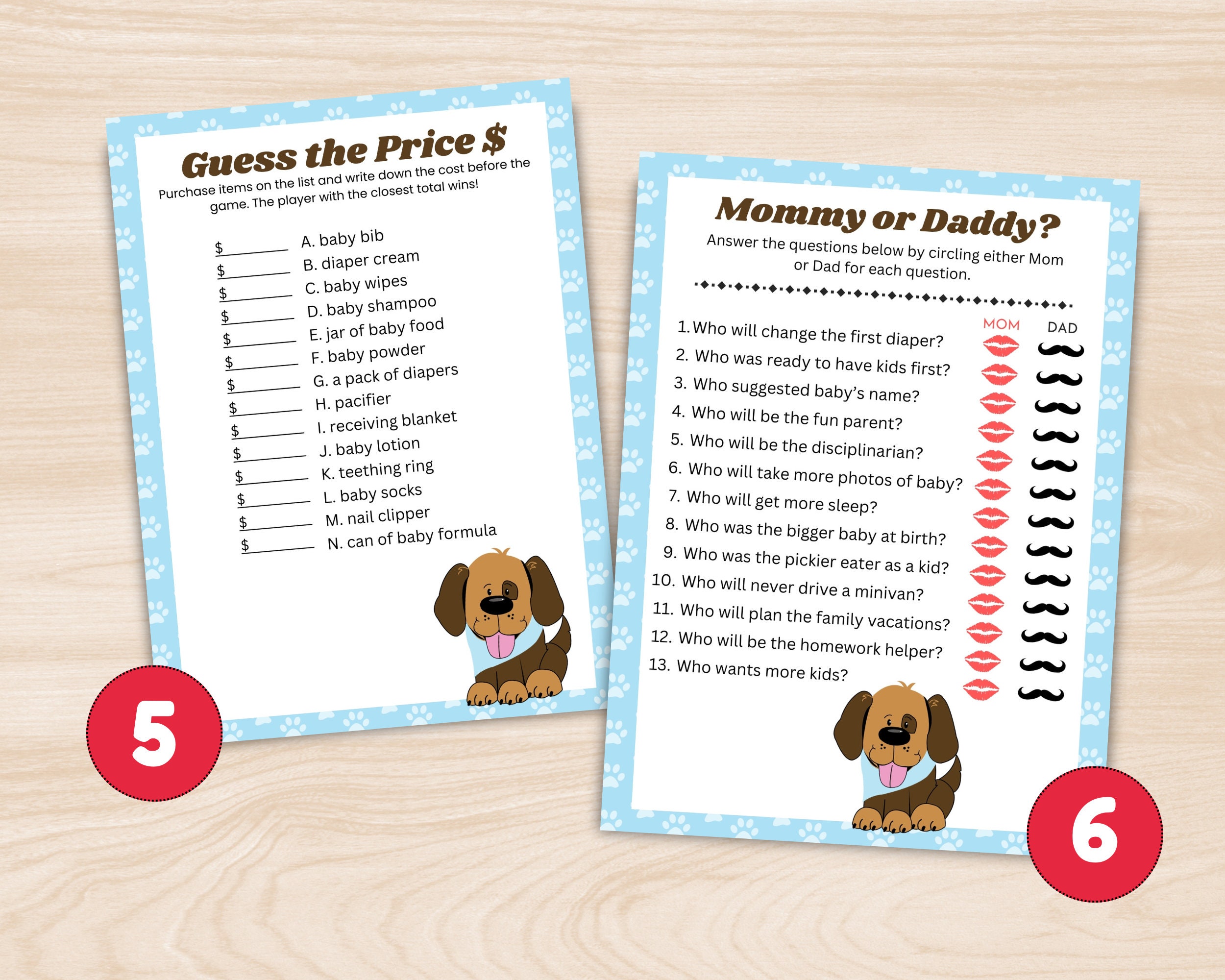 Puppy Dog Baby Shower Printable Game Templates, Dog Baby Shower, Boy ...