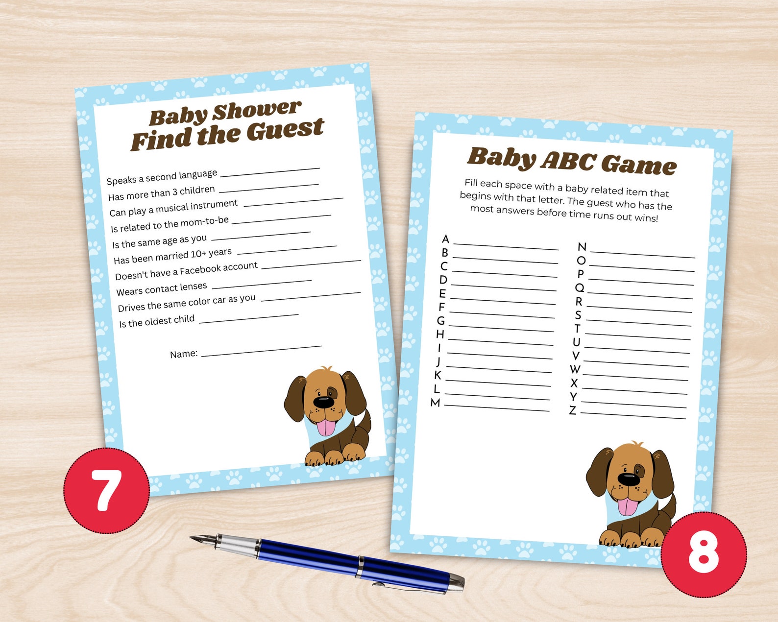 Puppy Dog Baby Shower Printable Game Templates, Dog Baby Shower, Boy ...
