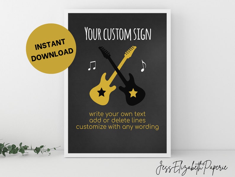 Rock Star Guitar Baby Shower Sign EDITABLE TEXT 8x10 Table Party ...