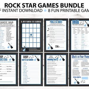 Rock a Bye Rockstar Baby Shower Games Package, 8 Printable Games, Boy ...