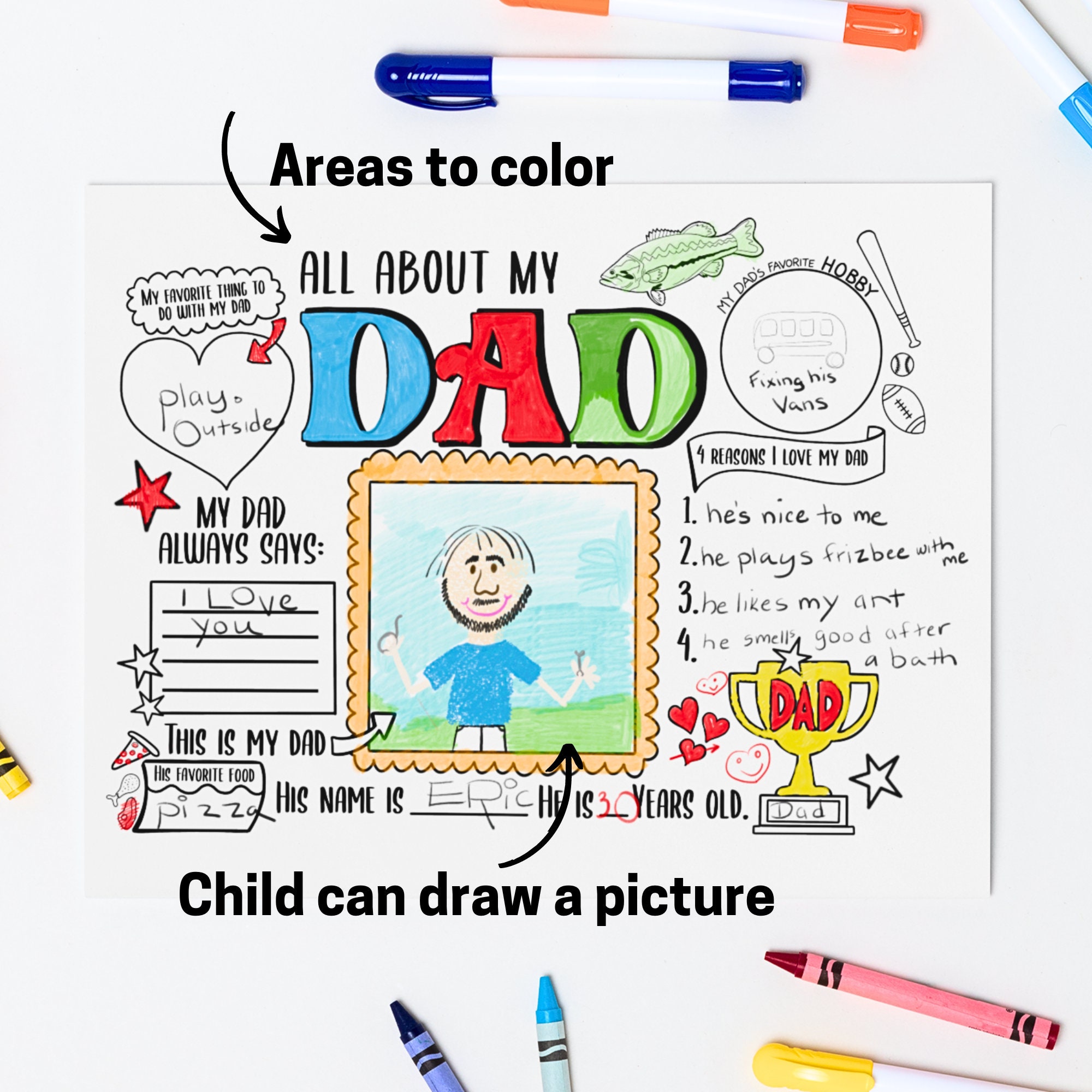 All About Dad Father's Day Coloring Page, Printable PDF Dad ...
