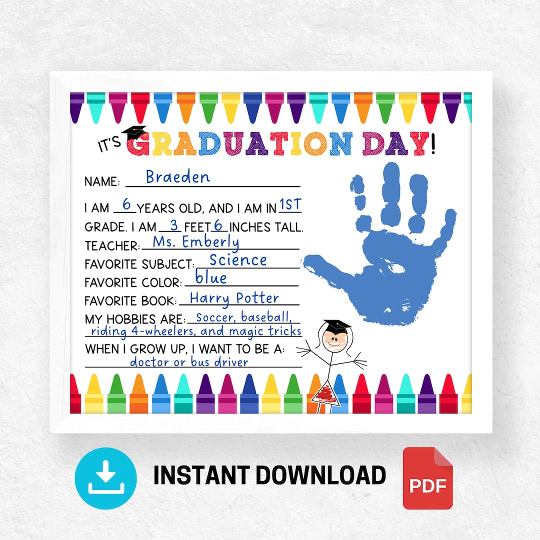 Kindergarten Graduation Interview Graduation Keepsake, Handprint Art ...