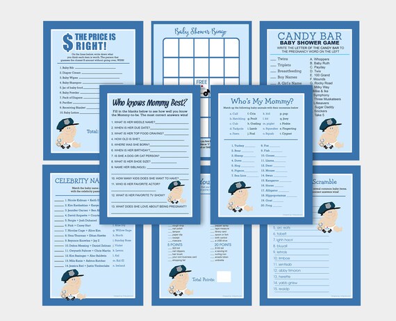 Police Officer Baby Cop Shower Games Package / 8 Printable - Etsy