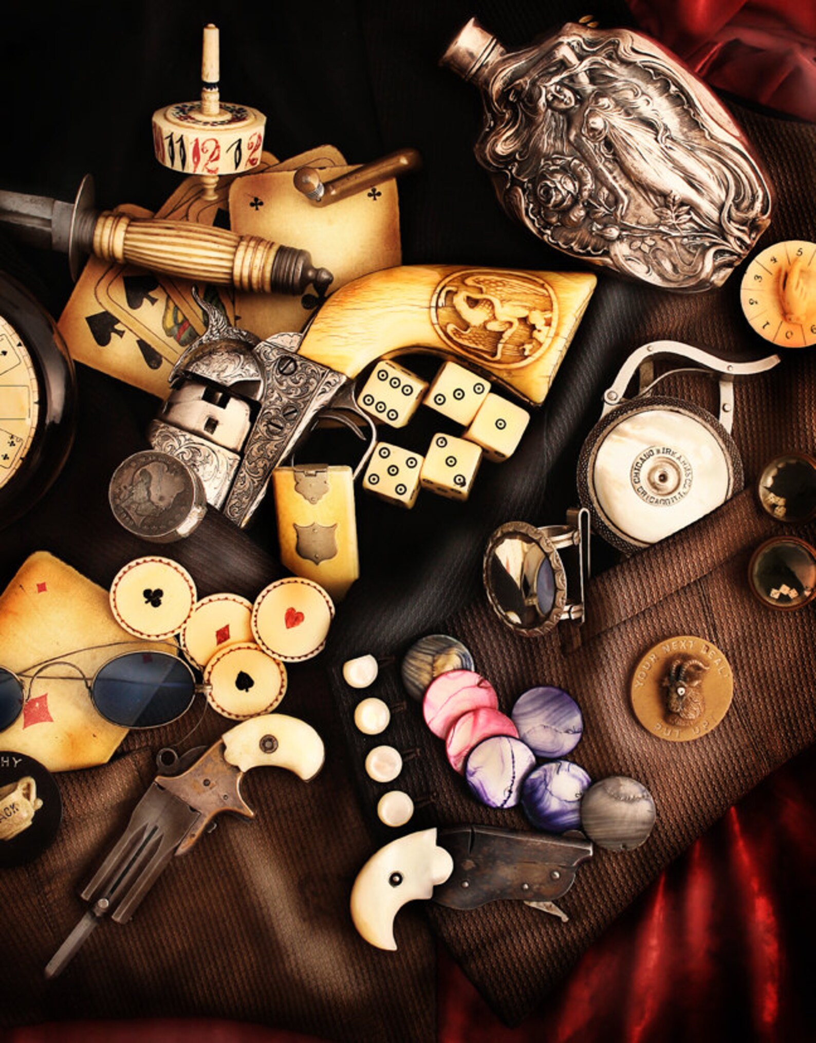 Vintage Gambling Items 20 X 24inches, Print Gambler, Poker Chips, Poker ...