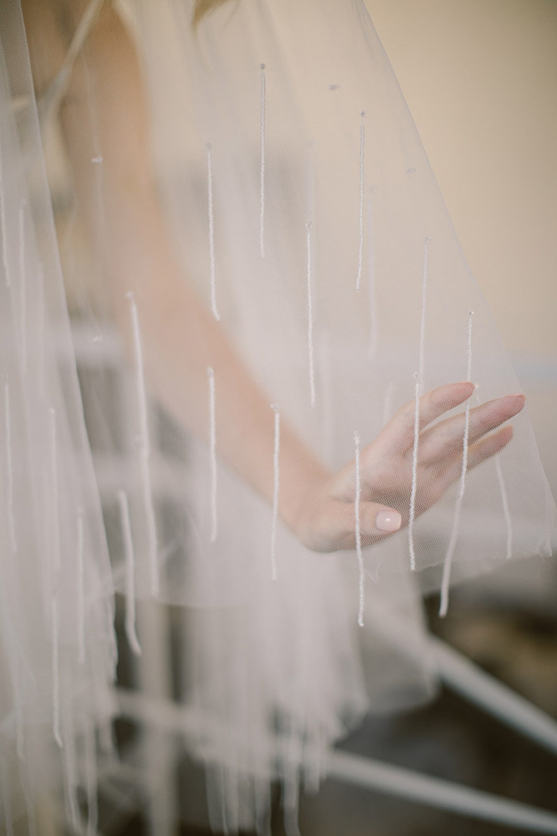 Embellished Veil // Midnight Raindrops Veil / Long Veil - Etsy