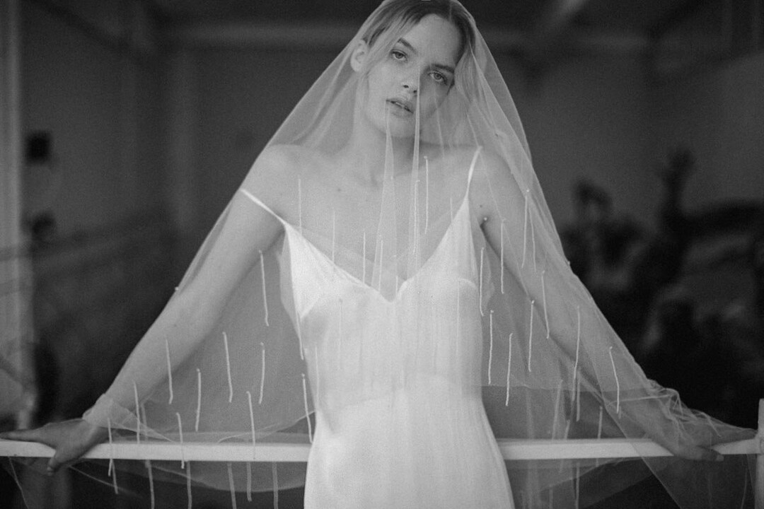 Embellished Veil // Midnight Raindrops Veil / Long Veil, Wedding Dress ...