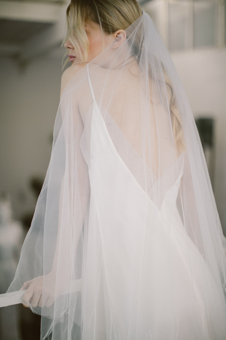 Embellished Veil // Midnight Raindrops Veil / Long Veil - Etsy