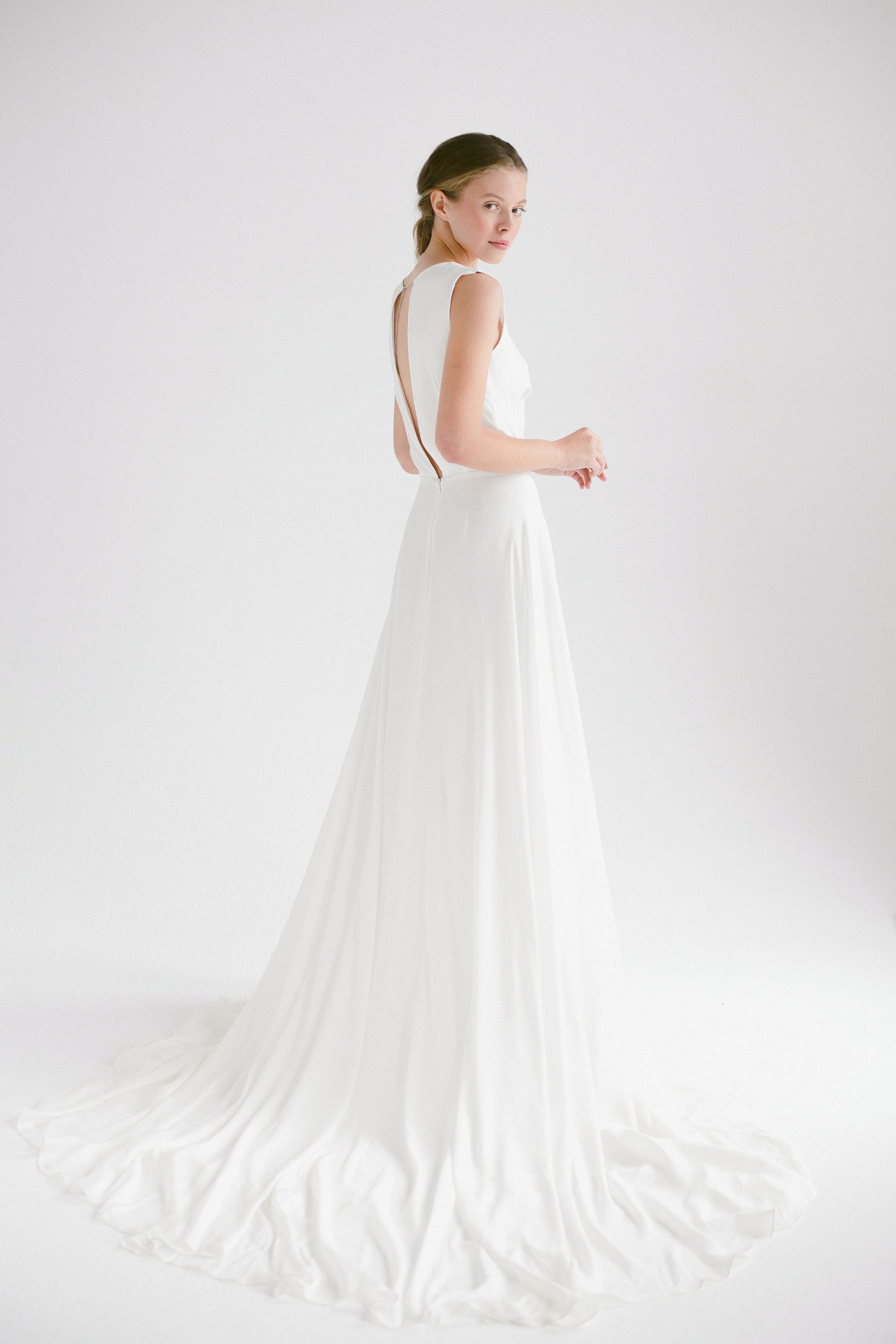 Open back wedding dress// Camille/ Silk bridal gown with hand | Etsy