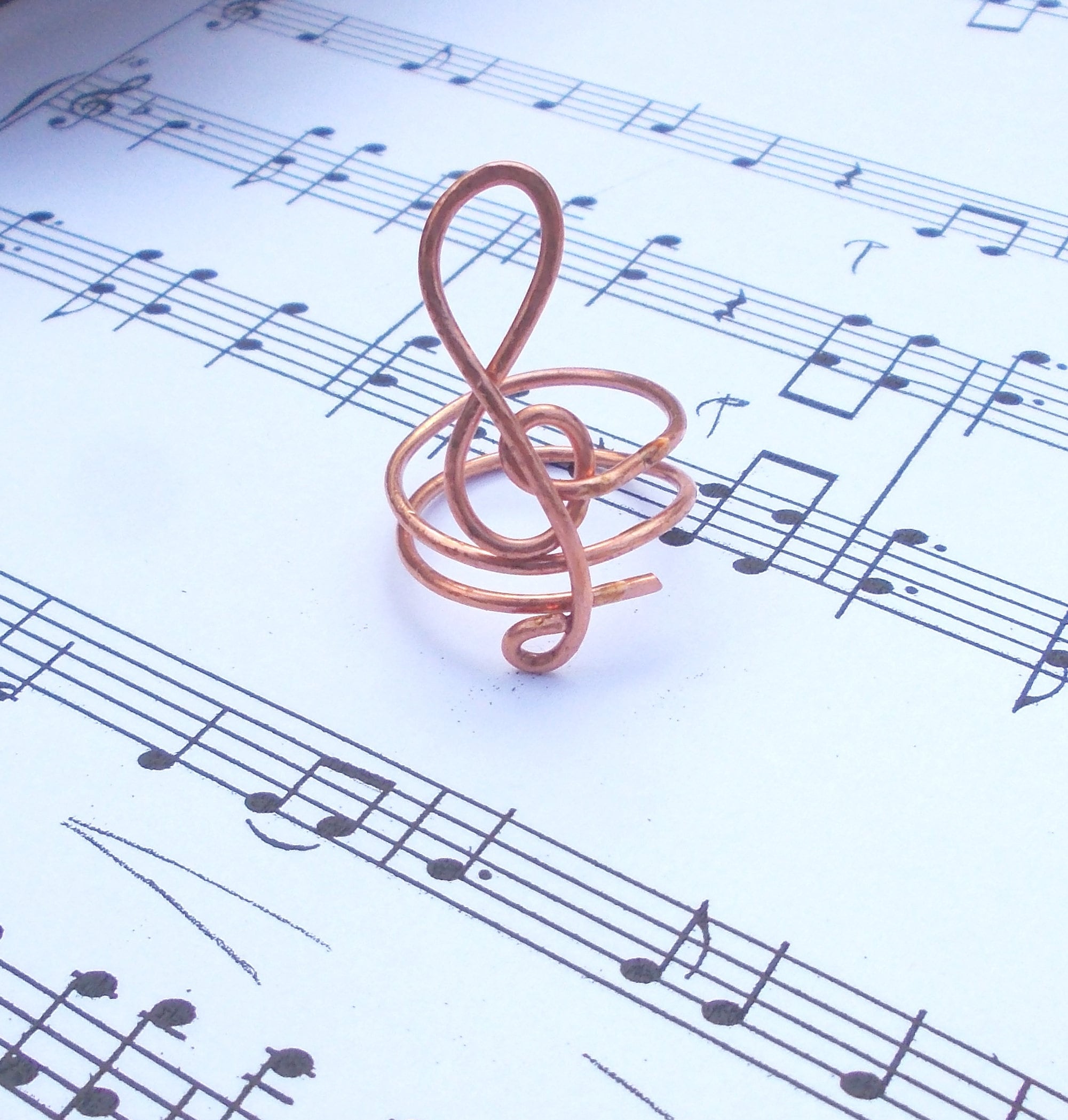 Treble Clef Copper Ring Violin Key Ring - Etsy