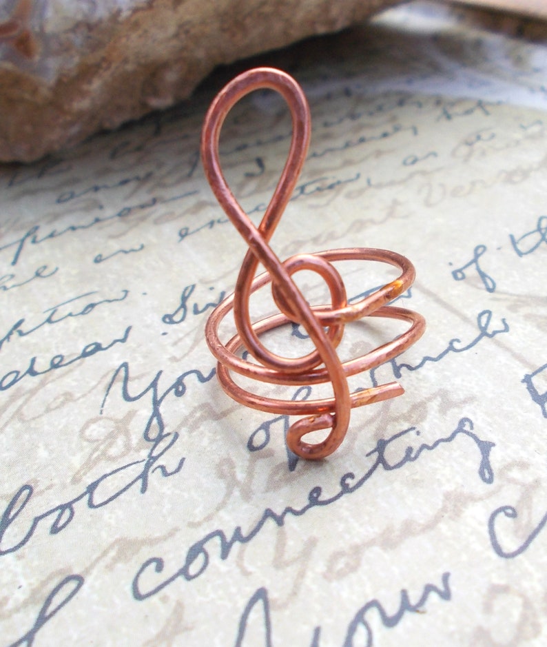 Treble Clef Copper Ring Violin Key Ring - Etsy
