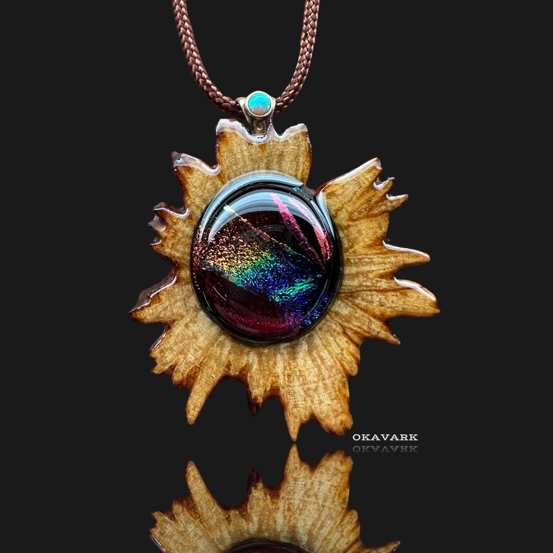 Okavark Palo Santo Pendant Dichroic Glass Pendant Resin Preserved ...