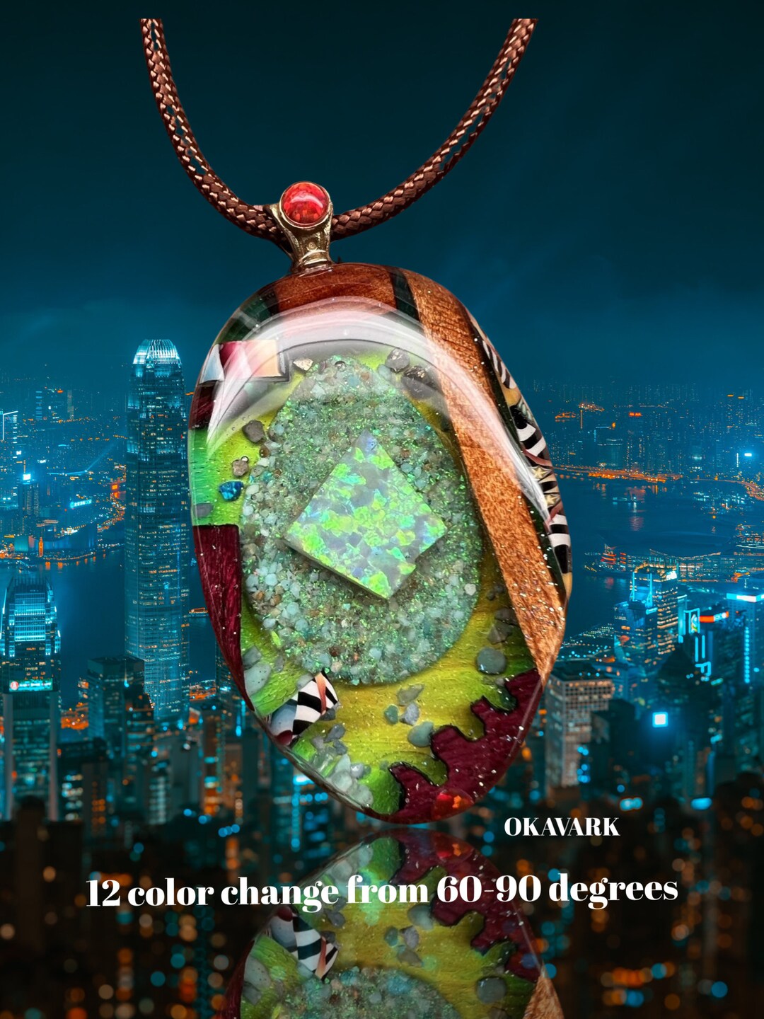 Color Change Moodstone Pendant Moonstone Opal Gemstone Clay Pendant ...