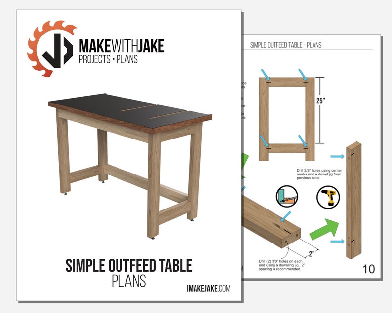 DIY Table Saw Outfeed Table Plans - FREE 3D Model - Easy-to-follow PDF ...