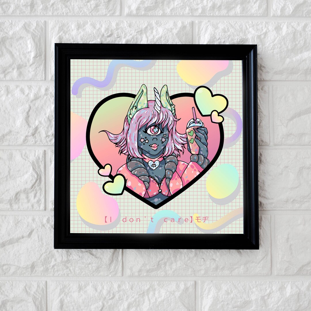 Vaporwave Cyclop Monster Girl Chai Square Print - Etsy
