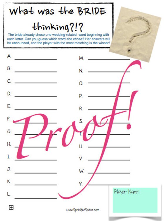 What Was the Bride Thinking Bridal Shower Game Weddings - Etsy
