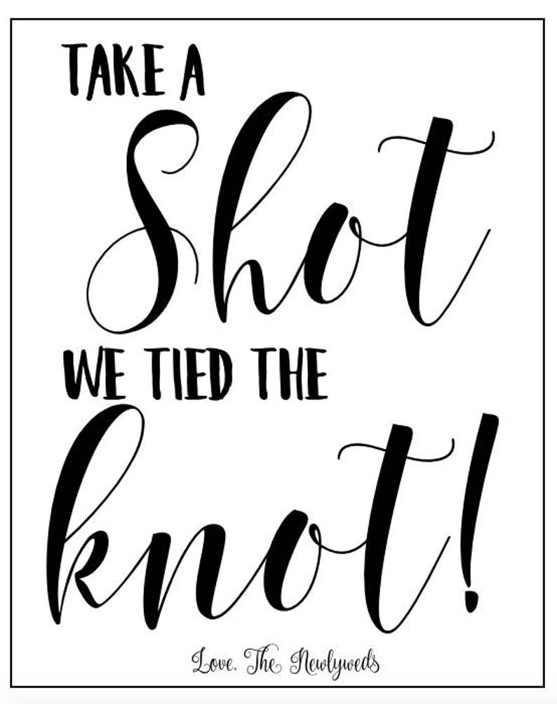 Take a Shot We Tied the Knot Wedding Bar Sign Funny Sign Wedding Decor ...