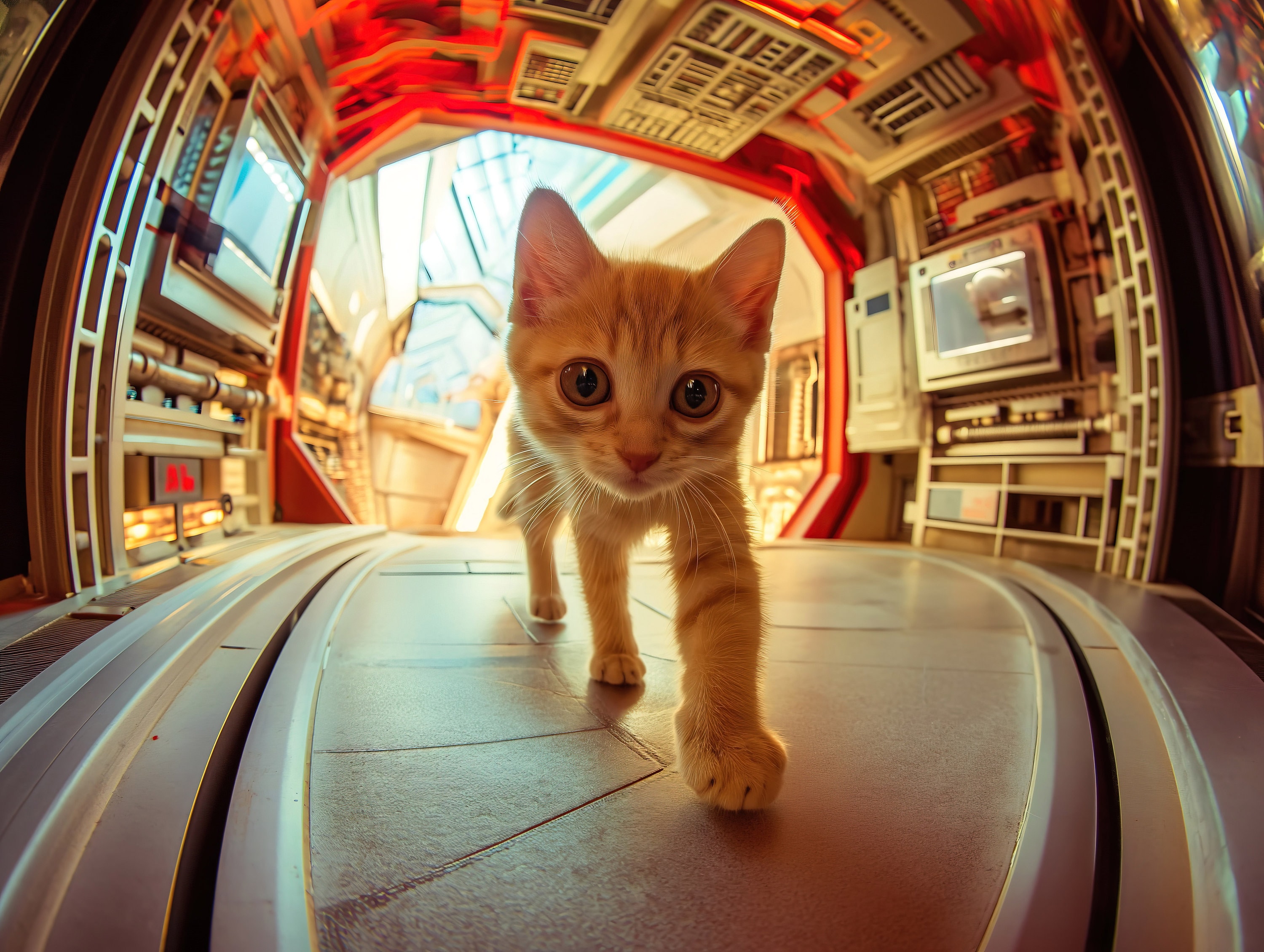 Space Station Cat Digital Wallpaper, Sci-fi Kitty Background, Feline Astronaut Desktop Art, Pet ...